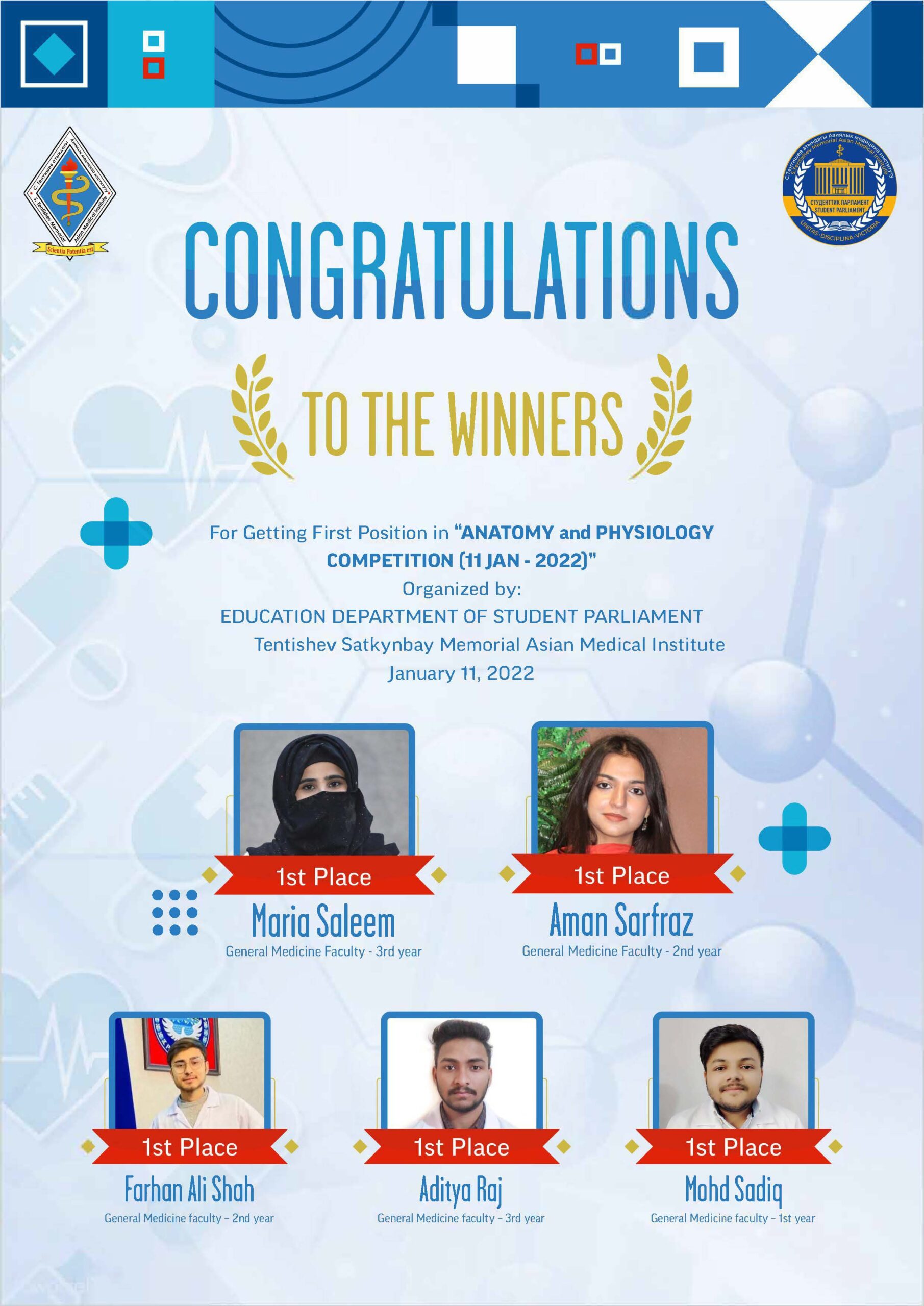 Winners of Anatomy and Physiology Competition 2022 – Asian Medical ...